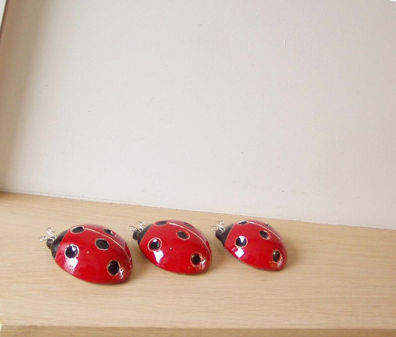 Ceramic ladybug sculpture red black ladybug wall hanging | Etsy