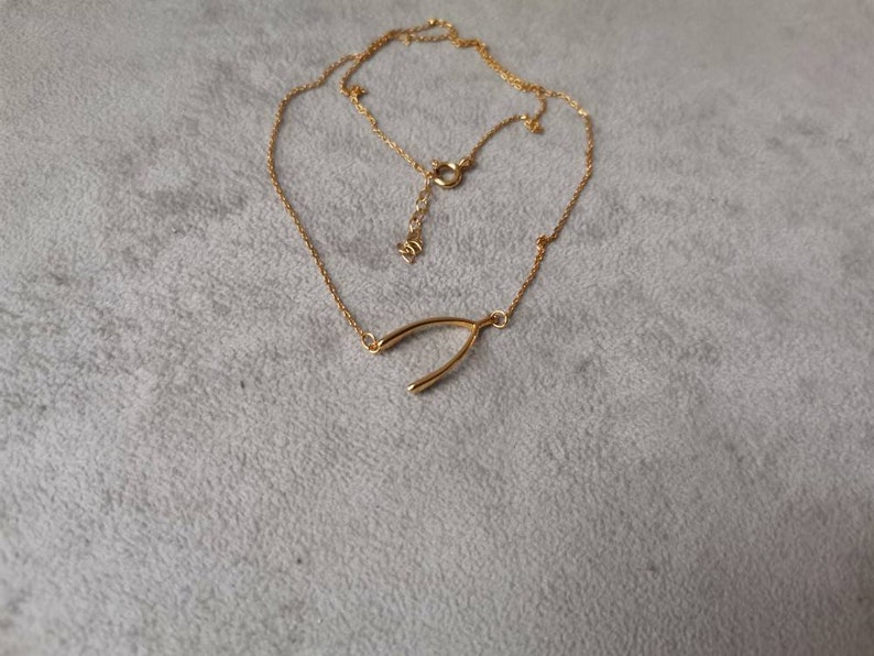 Wishbone Gold Necklace Thin Gold Chain Necklace With Wishbone - Etsy