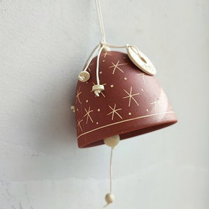 Brown Ceramic Bell, Stoneware Clay Bell in Reddish Brown With Ceramic ...