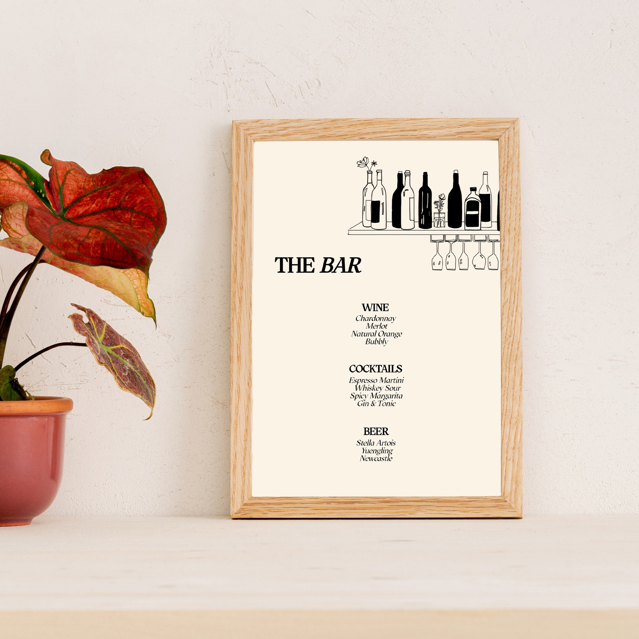 BAR MENU Printable Template Hand Drawn Bar Menu Whimsical Illustration ...