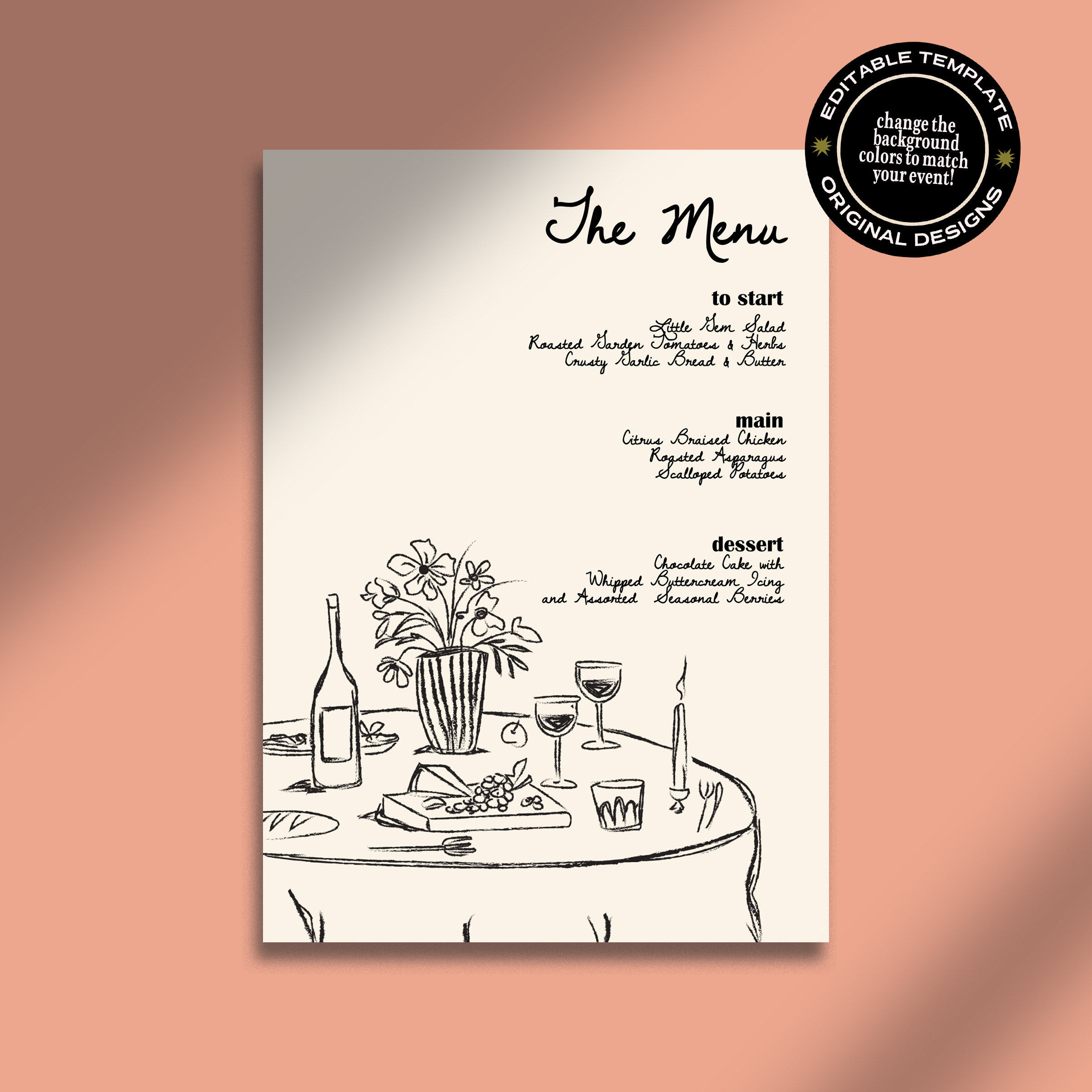 MENU Printable Template | Hand Drawn | Whimsical Illustration | Funky ...