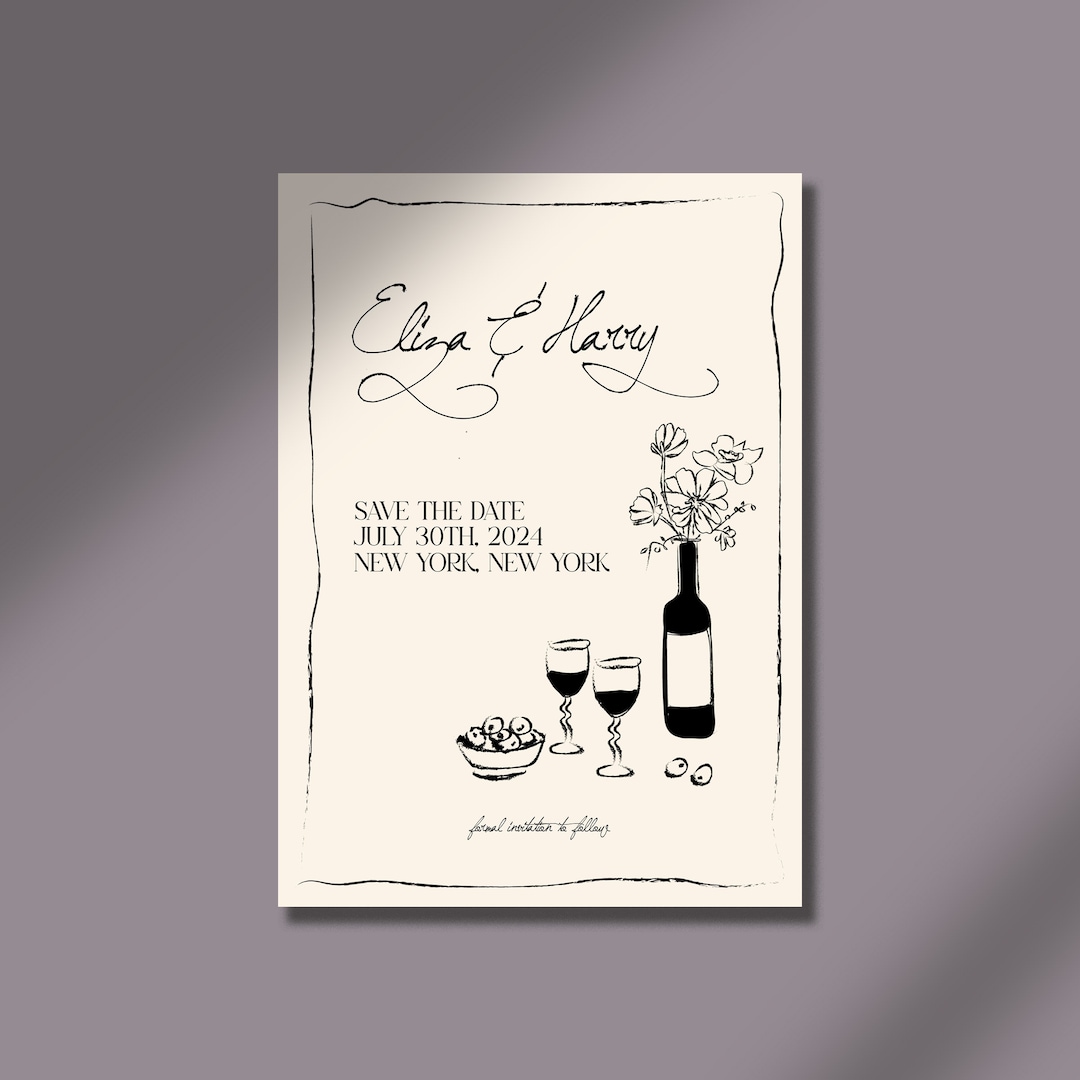 Save the Date | Hand Drawn Illustration | Funky Handwritten Invitation ...