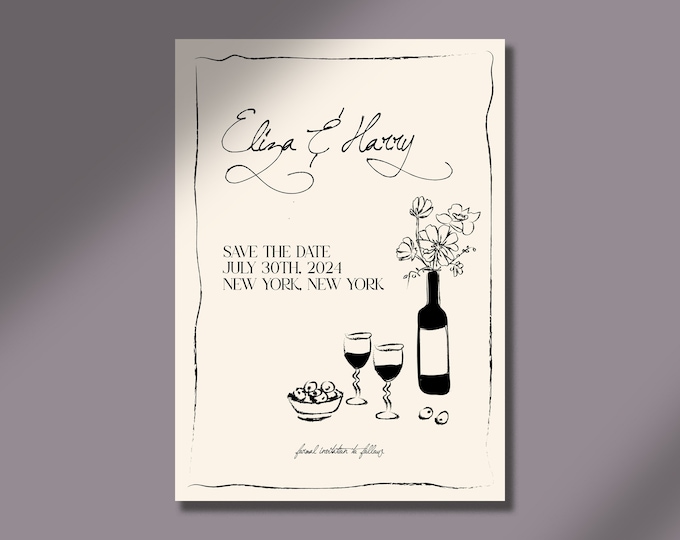 Save the Date | Hand Drawn Illustration | Funky Handwritten Invitation ...