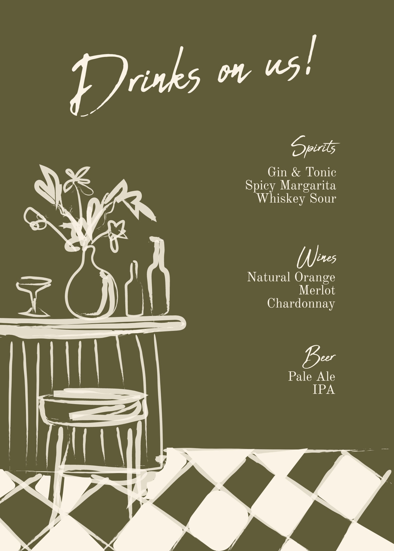 Bar Menu Printable Template | French Style | Hand Drawn | Whimsical ...