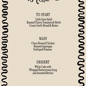 Wavy Menu Template | Hand Drawn | Wavy Illustration | Funky Minimalist ...