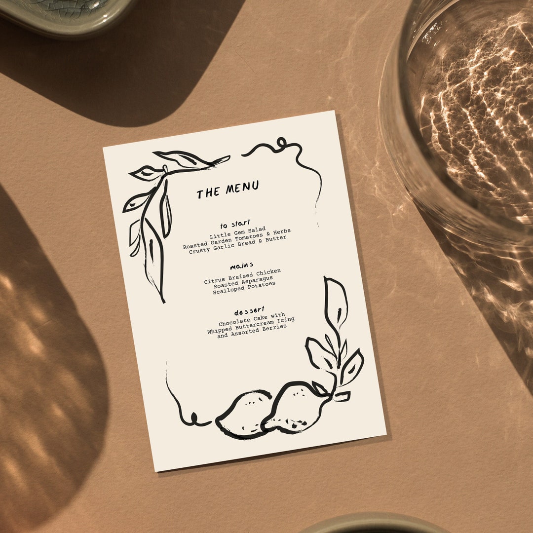 MENU Printable Template | Hand Drawn | Whimsical Illustration | Funky ...
