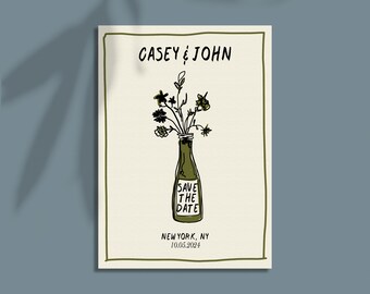 SAVE THE DATE | Hand Drawn Illustration | Funky Handwritten Invitation ...