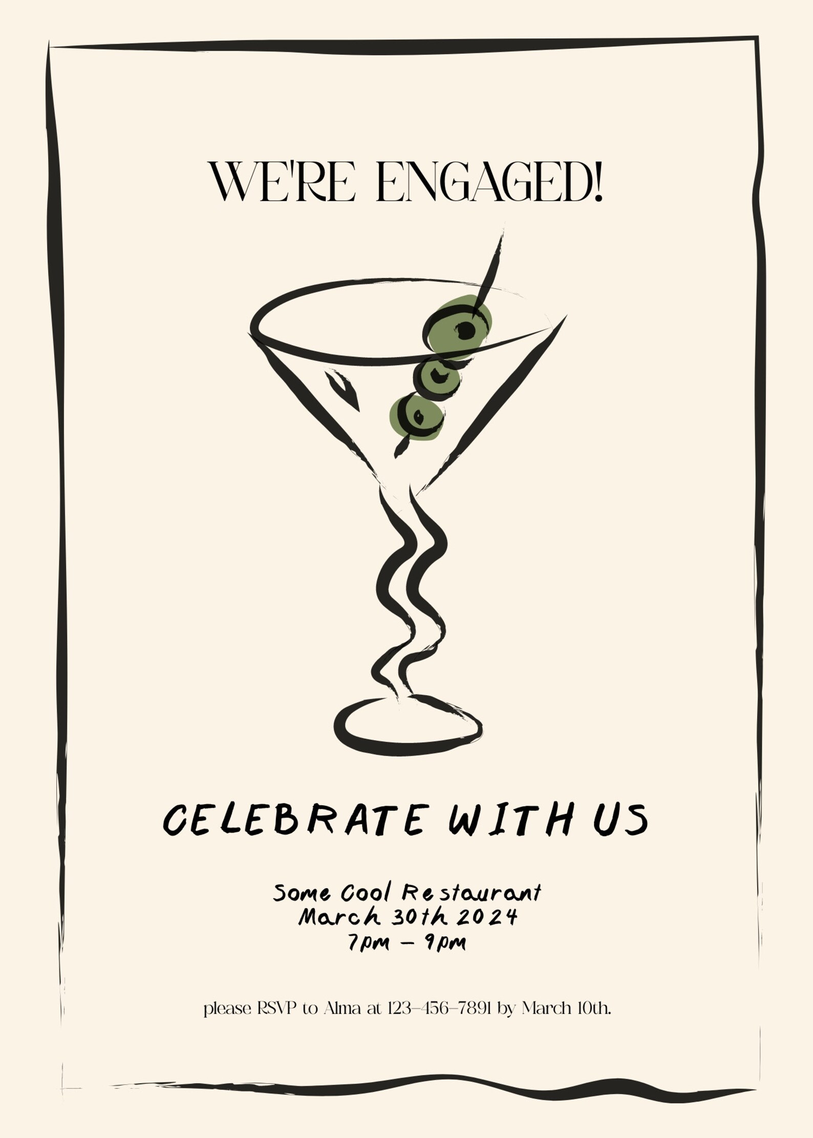 Birthday Party Invite | Party Invite | Engagement Invite | Hand Drawn ...