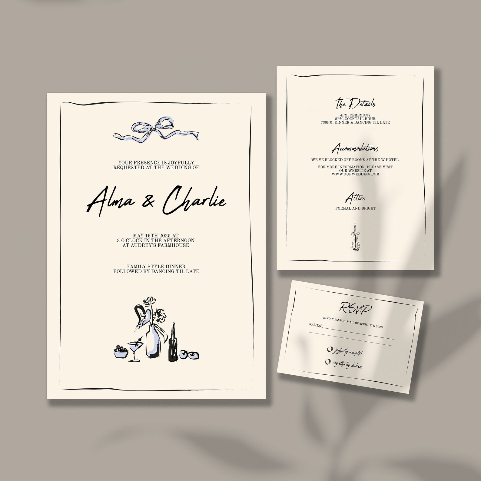 Wedding Invite | Hand Drawn Wedding Invite | Illustrated Whimsical ...