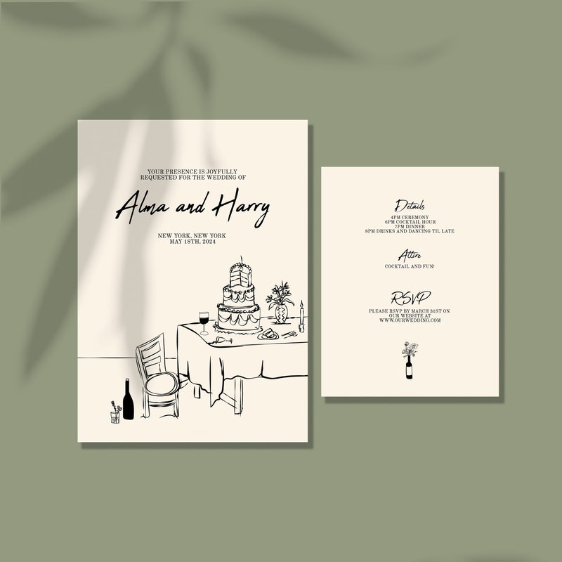 Hand Drawn Invite - Etsy