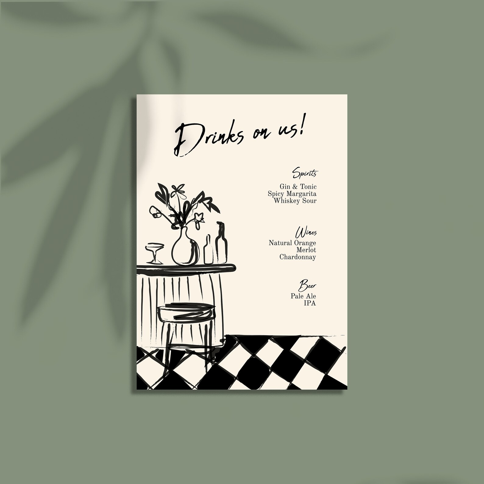 Bar Menu Printable Template | French Style | Hand Drawn | Whimsical ...