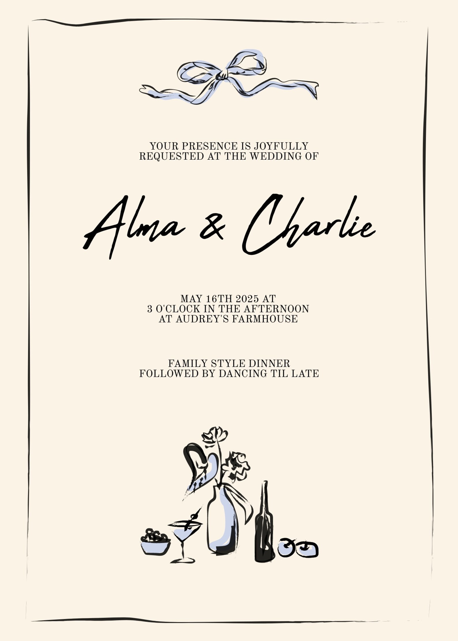 Wedding Invite | Hand Drawn Wedding Invite | Illustrated Whimsical ...