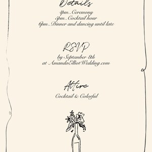 WEDDING INVITE | Hand Drawn Illustration | Funky Handwritten Invitation ...