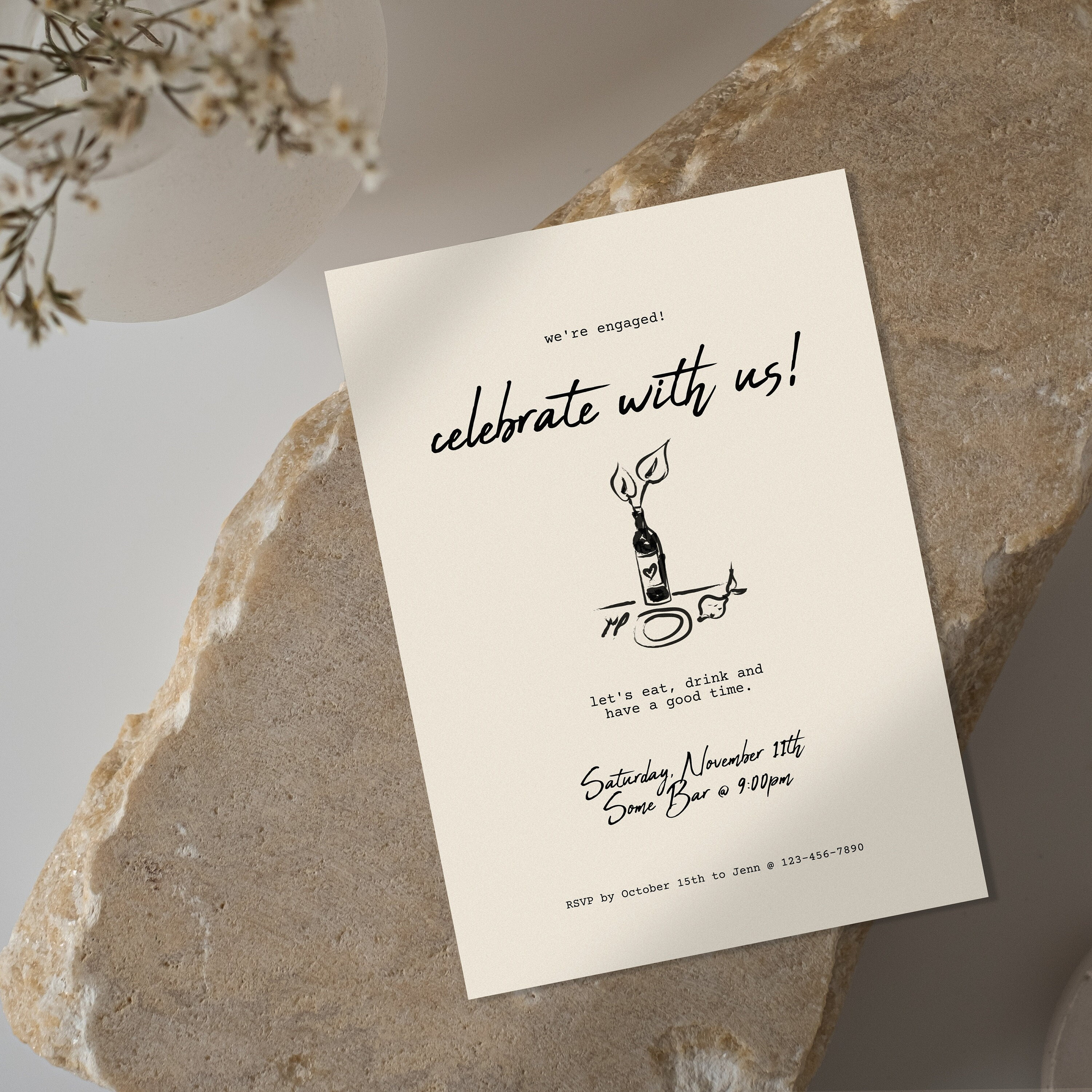 PARTY INVITE | Engagement Invite | Illustration | Funky Hand Drawn ...