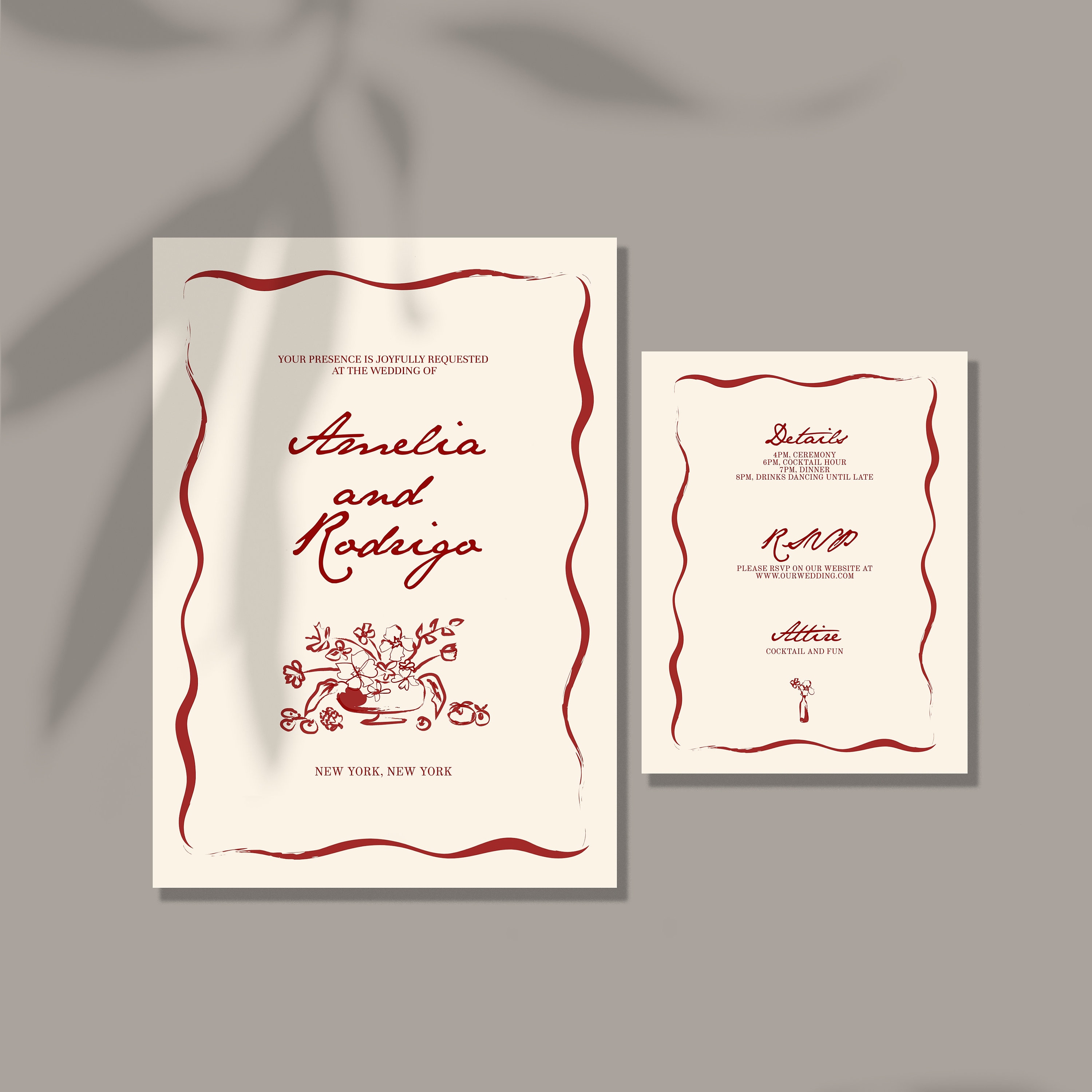 Wedding Invite Hand Drawn Illustration Funky Handwritten Invitation Garden Wedding Euro Wedding ...