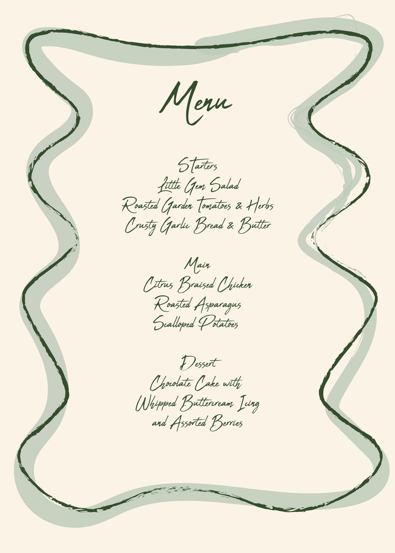 Editable Hand Drawn Menu Colorful Handwritten Menu Hand - Etsy