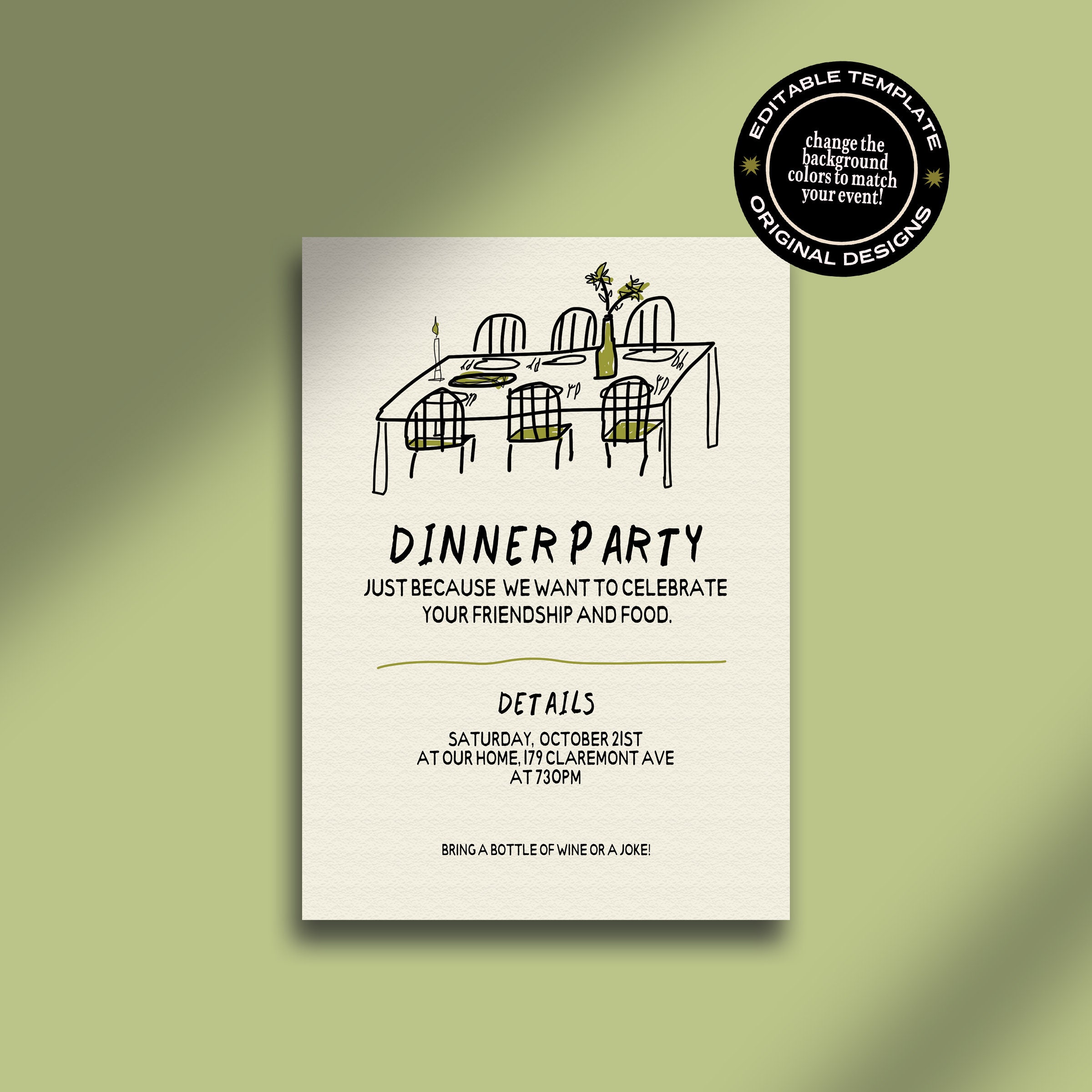 DINNER PARTY INVITE | Hand Drawn Illustration | Funky Handwritten ...
