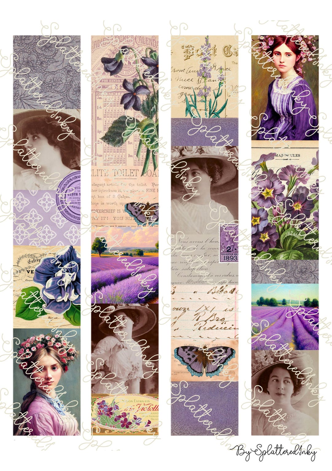 Printable Collage Snippet Strips - Purple Sheet - Digital Download ...