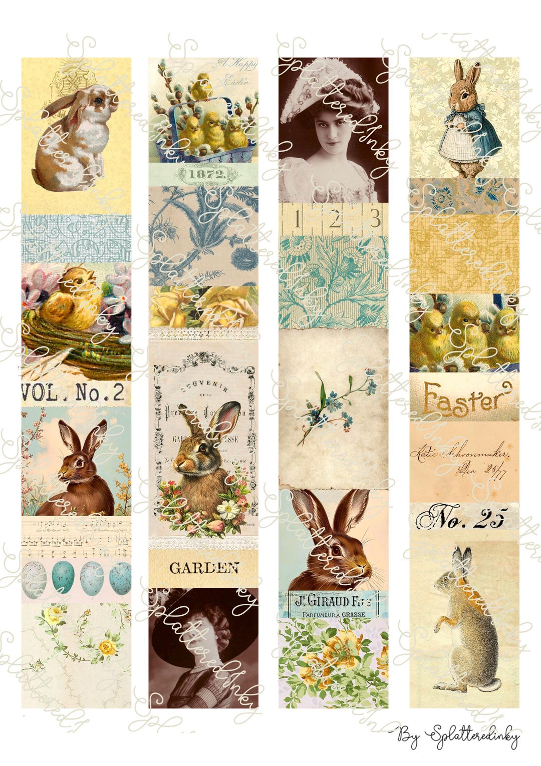 Printable Collage Snippet Strips - Easter Wide - Digital Download ...
