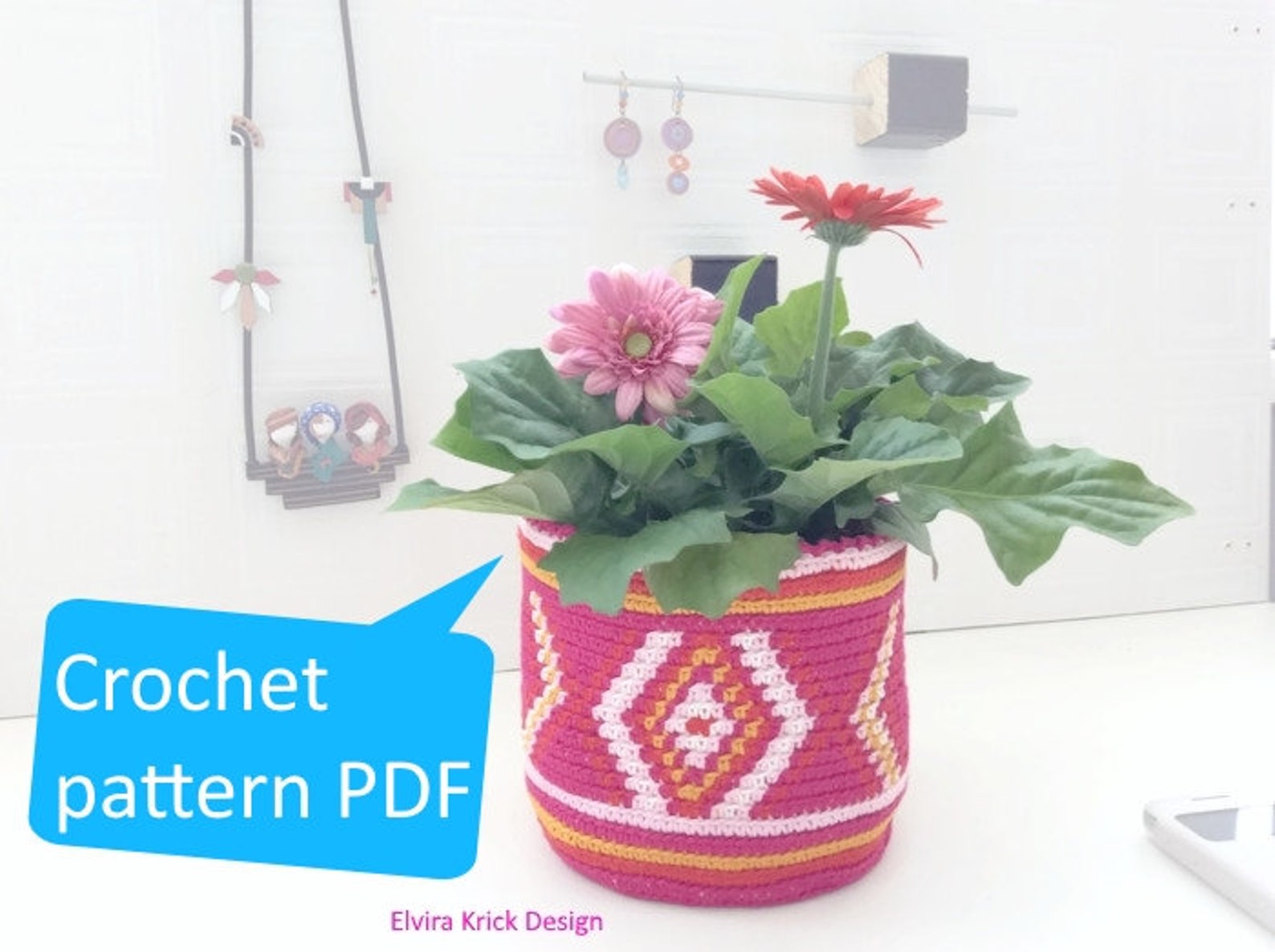 Crochet Planter Tapestry Crochet Pattern Flowerpot Pattern | Etsy