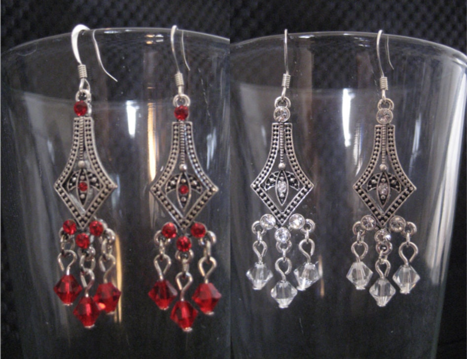 Chandelier Dangle Arrow Light Siam or Clear Earrings - Etsy