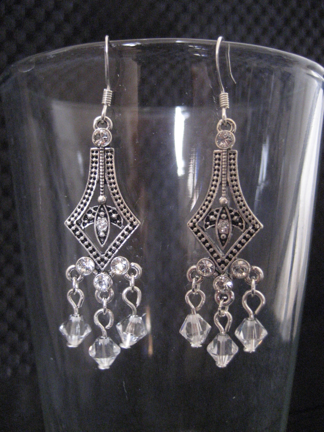 Chandelier Dangle Arrow Light Siam or Clear Earrings - Etsy