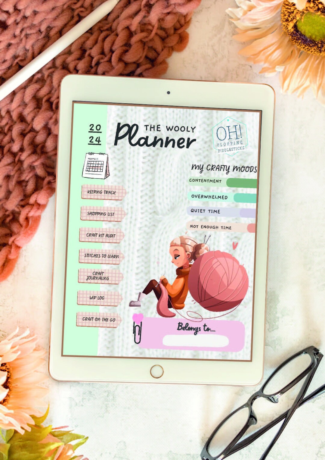 The Wooly Digital Planner, Perfect for the Crocheter or Knitter, Keep a ...