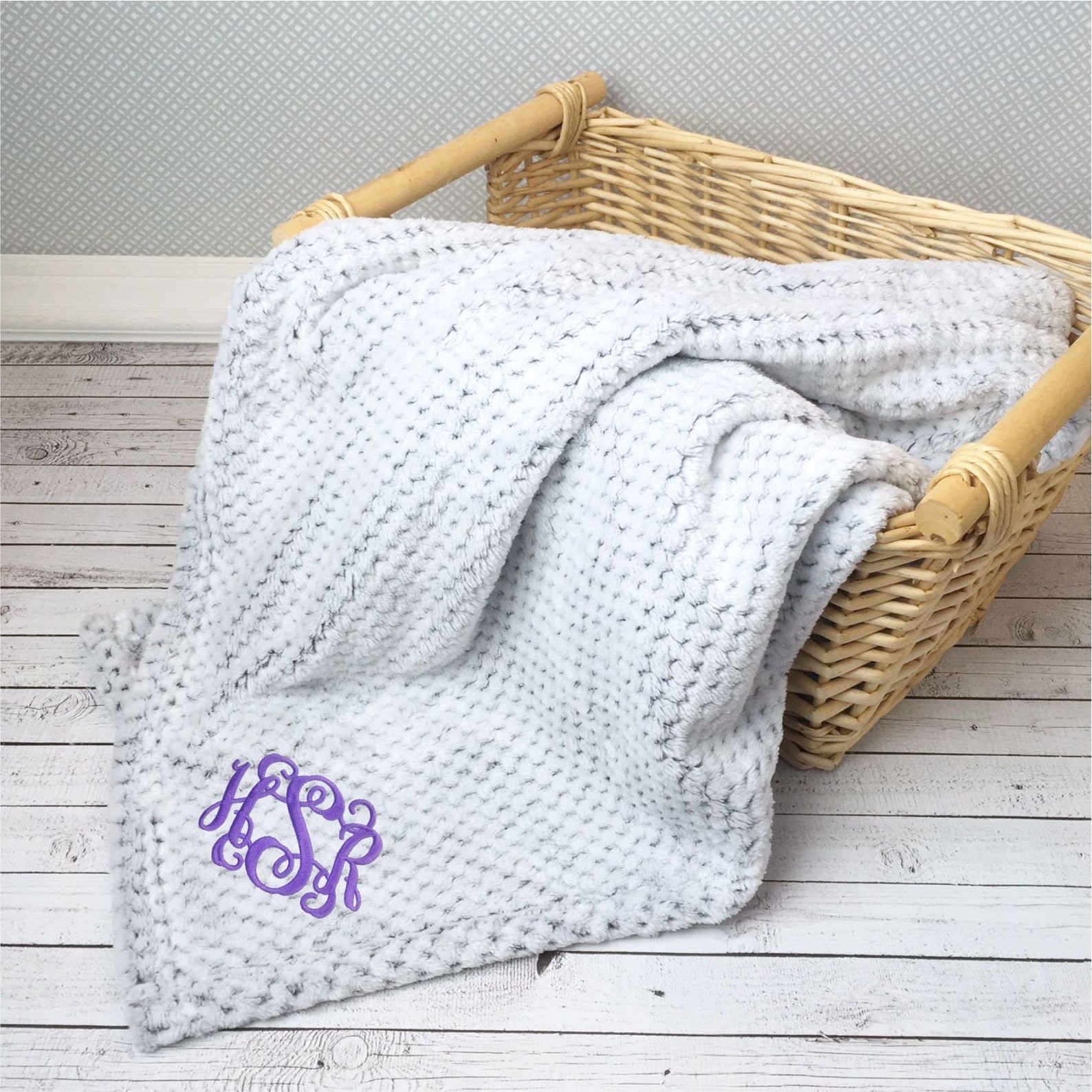 Custom Monogram Blanket / Textured Plush Throw Blanket With - Etsy