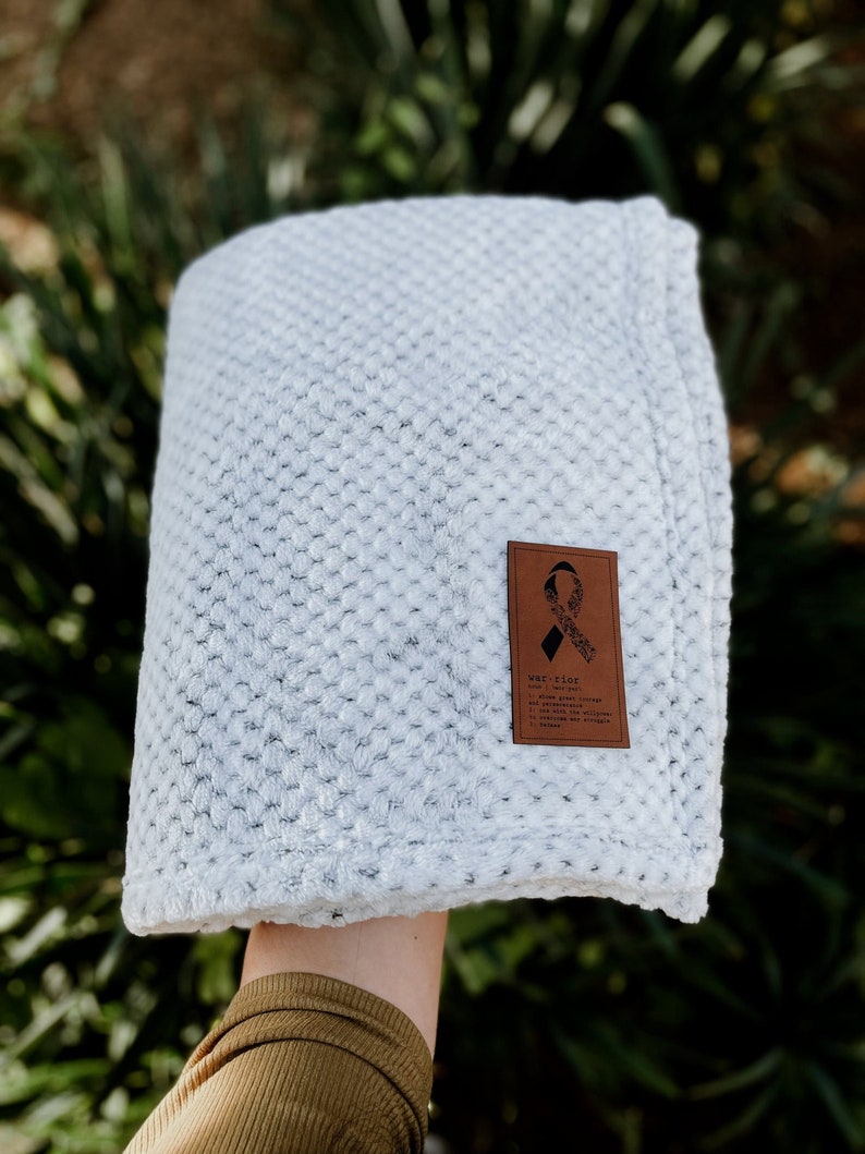 Cancer Warrior Blanket / Cancer Ribbon Throw Blanket / Textured Plush ...