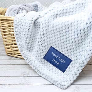 CUSTOM Textured Plush Throw Blanket With Engraved Logo on - Etsy