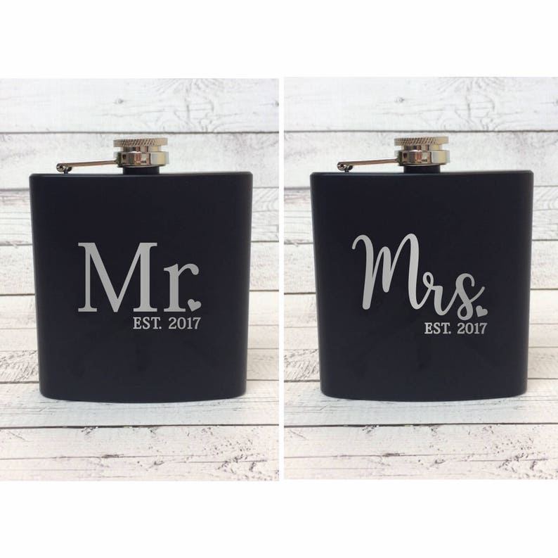 FLASK SET Mr and Mrs Engraved Stainless Steel Flask With | Etsy
