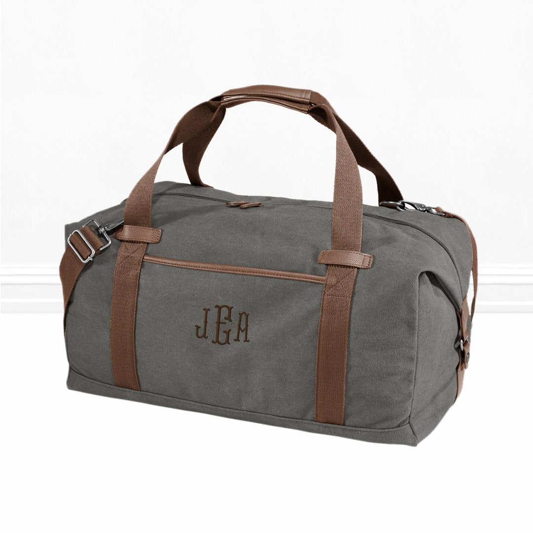 Personalized Canvas Duffel Bag, Embroidered Monogram, Groomsmen Gift - Etsy