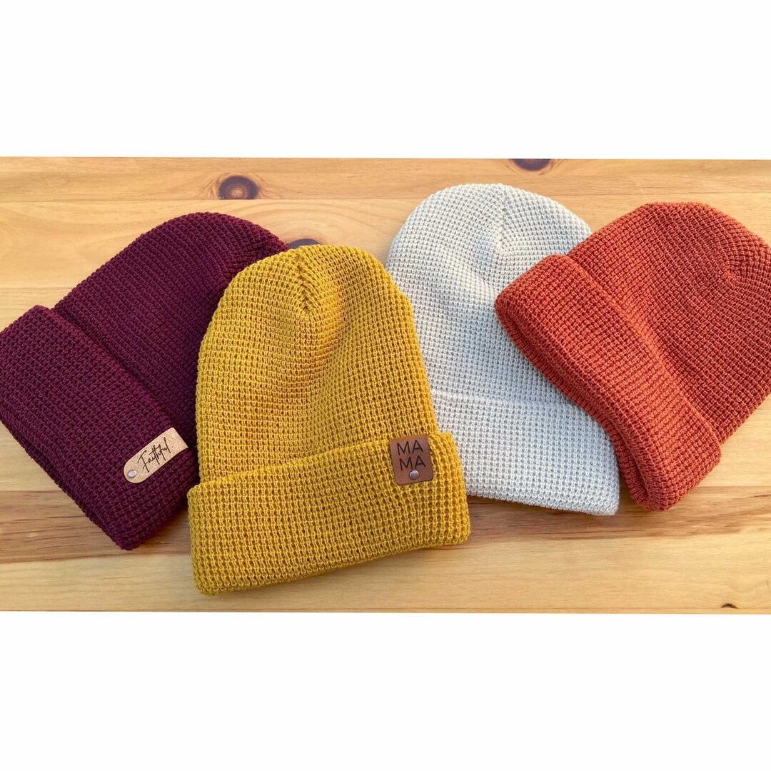 Waffle Texture Beanie With Custom Patch - Etsy