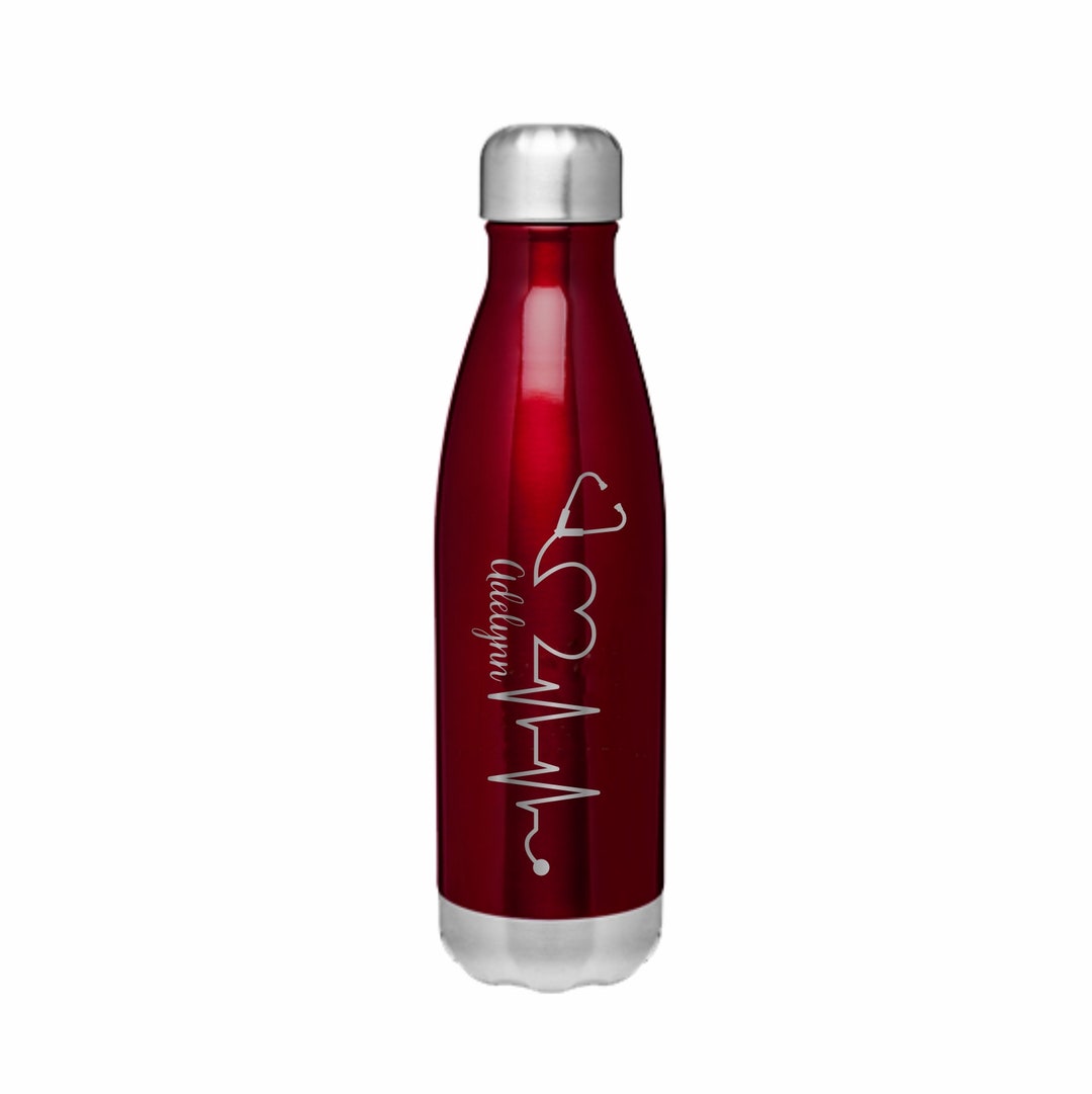 17oz Personalized Engraved Nurse Water Bottle With Heartbeat - Etsy