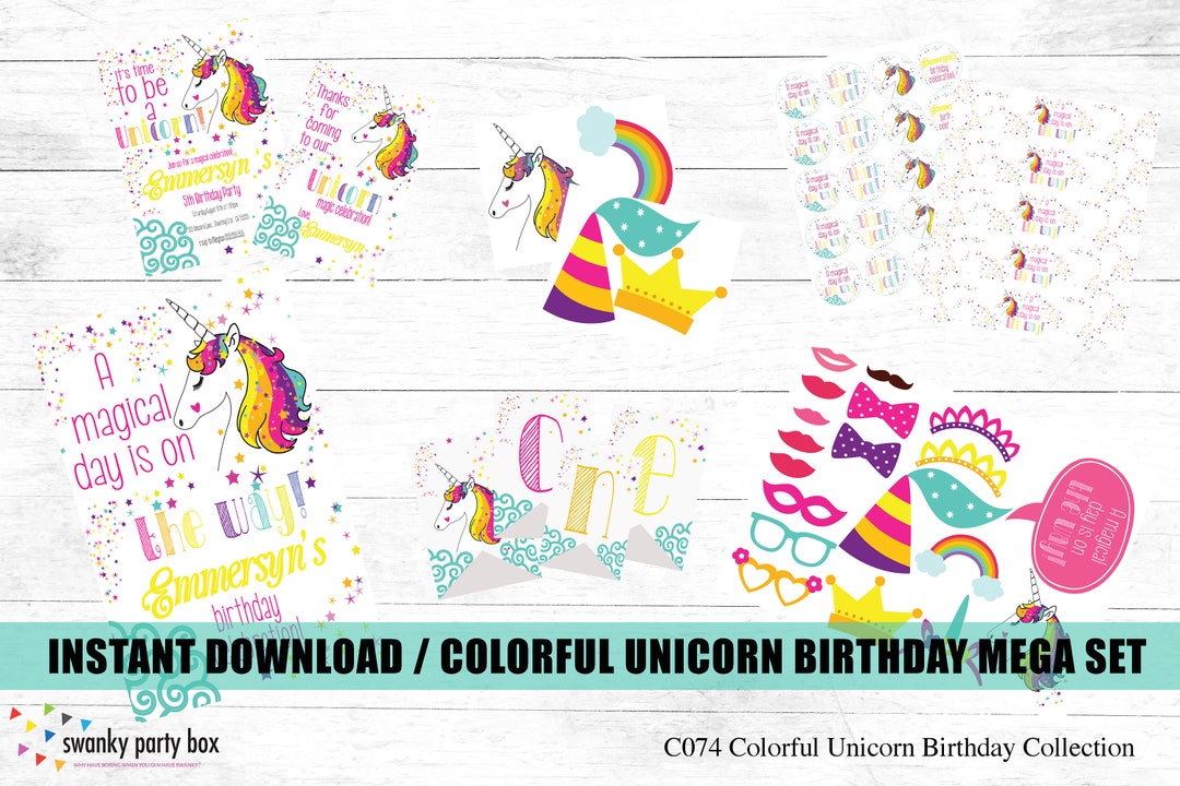Digital Unicorn Birthday Party Printable Kit Magical Unicorn - Etsy