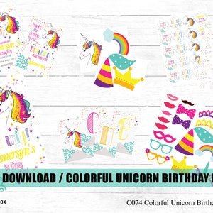 Digital Unicorn Birthday Party Printable Kit Magical Unicorn - Etsy