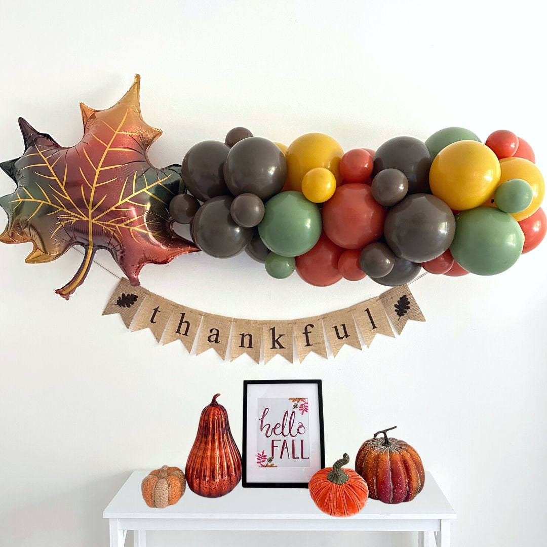 Fall Balloon Garland, Autumn Party Decor, Fall Burlap Banner ...