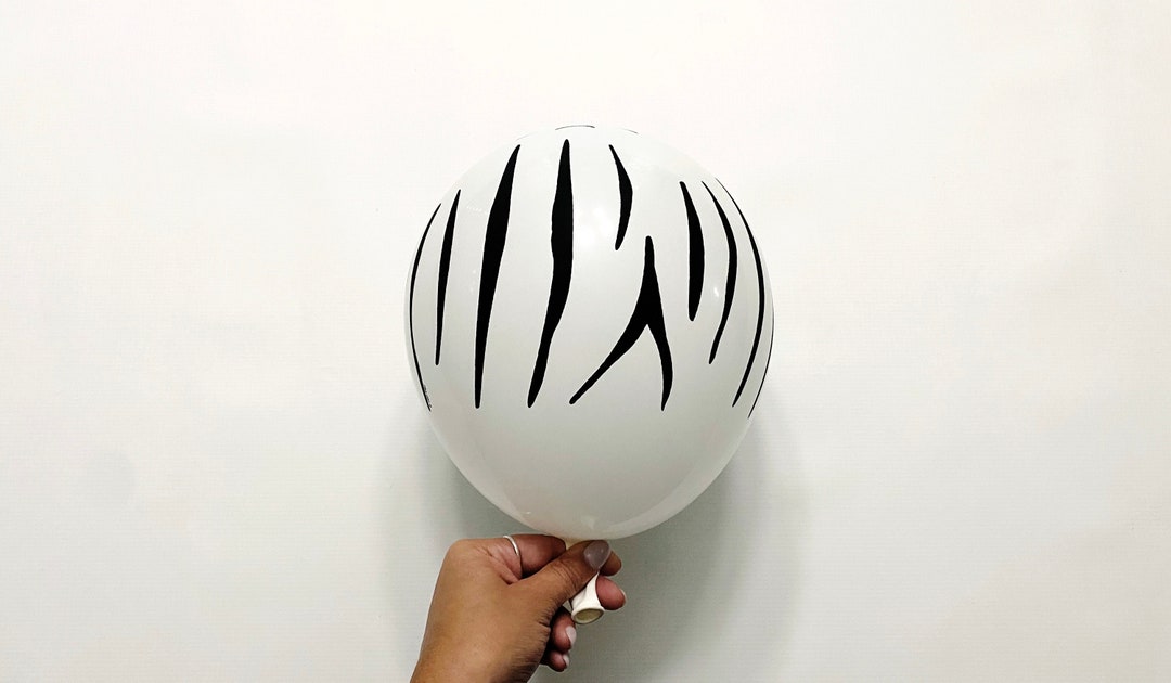 Zebra Stripe Balloon | White Black Balloon | Safari Party Balloon ...