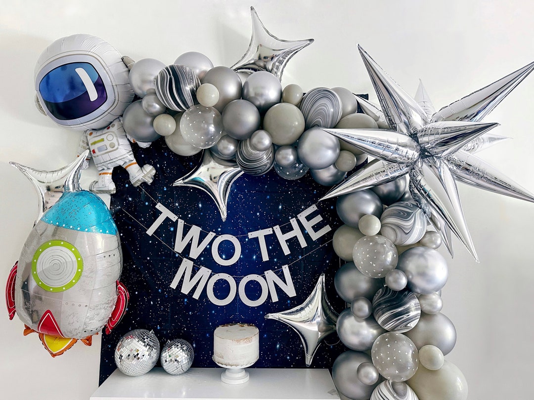 Two the Moon Second Birthday Party Decorations | Silver Balloon Garland ...
