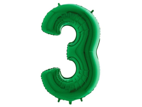3rd Birthday Balloon, Number 3 Balloon, Green Jumbo 3 Balloon, 3rd ...