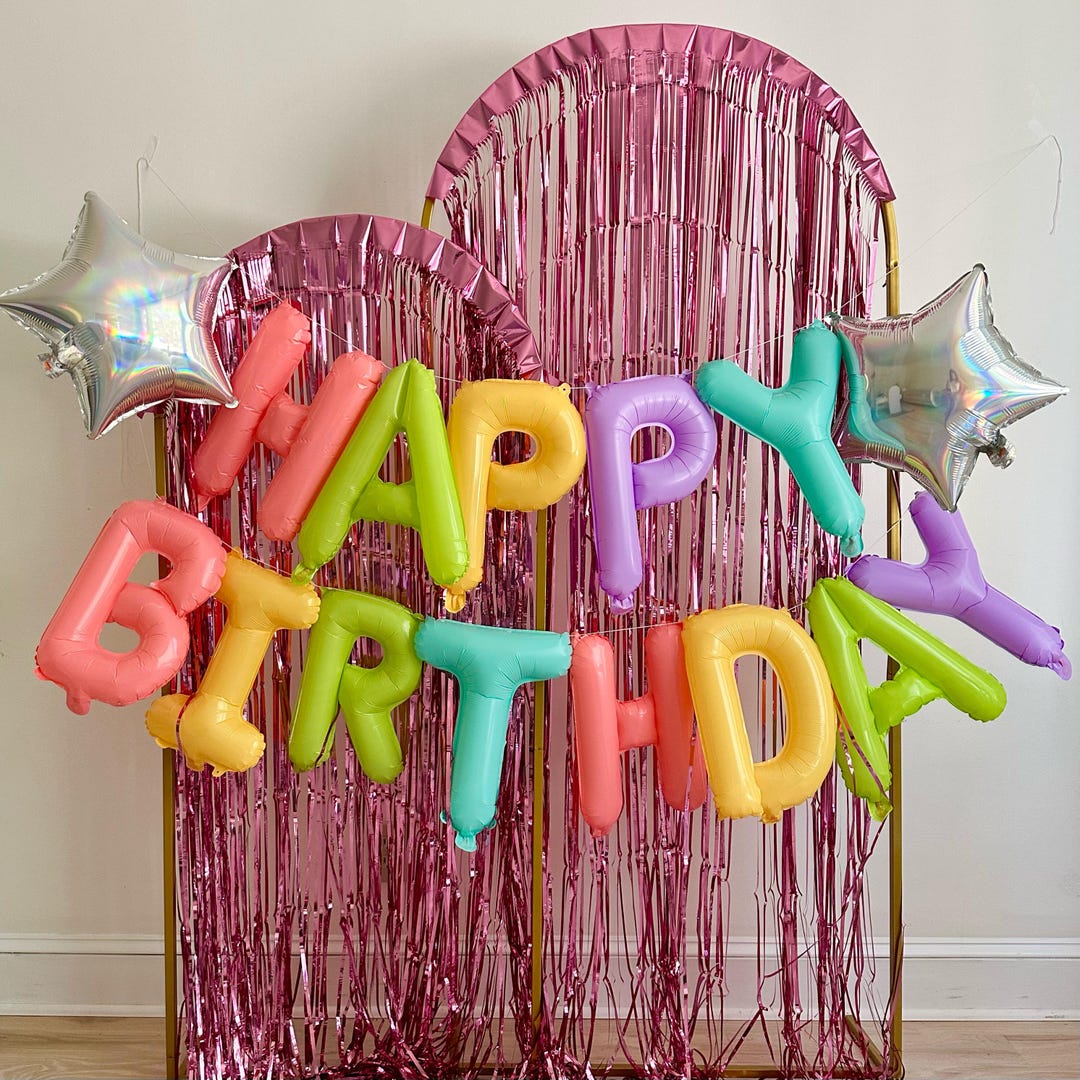 Happy Birthday Balloon | Birthday Party Decor | Pastel Birthday Balloon ...