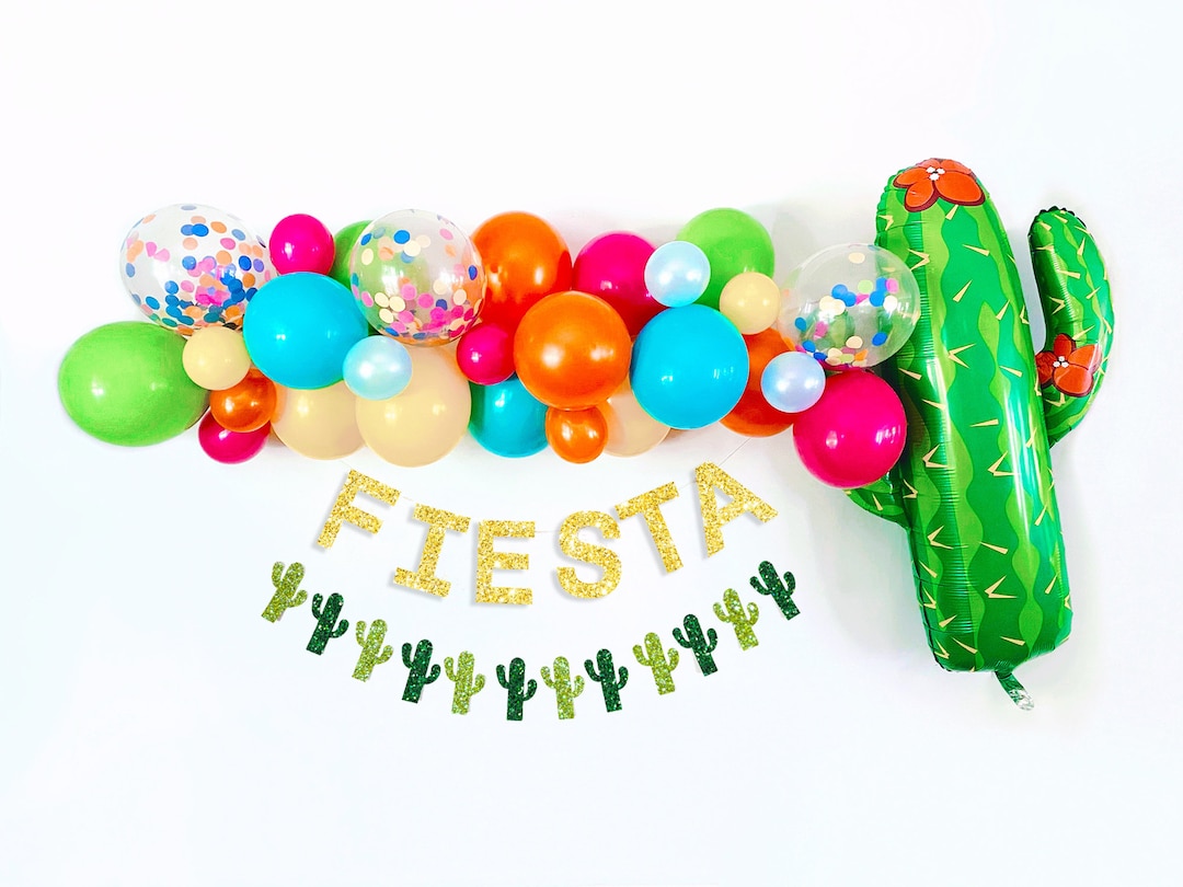 Fiesta Party Decorations, Fiesta Theme Party Kit, Cactus Balloon, Gold ...