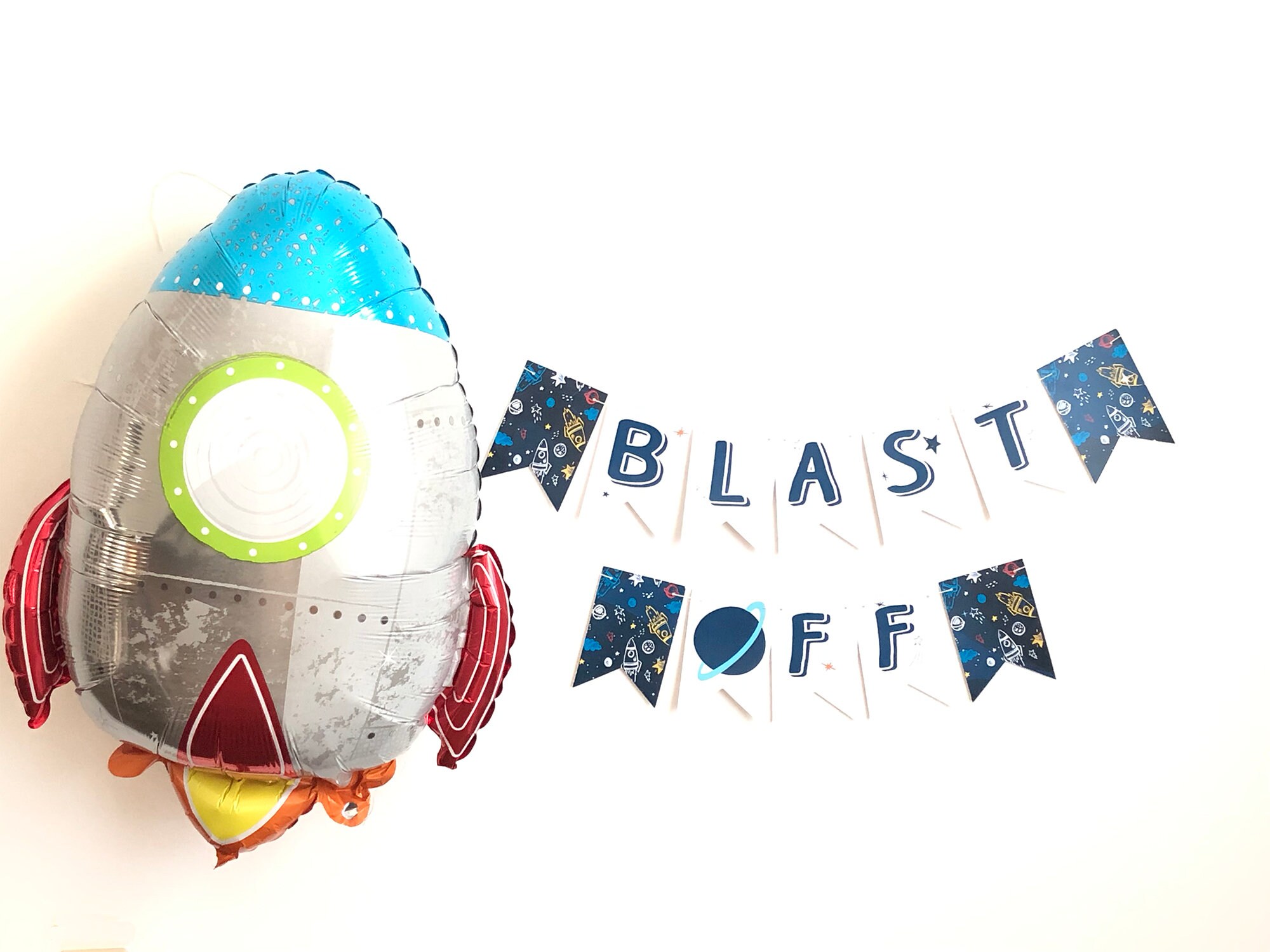 3 2 1 Blast Off Banner Space Birthday Party Decor Rocket | Etsy