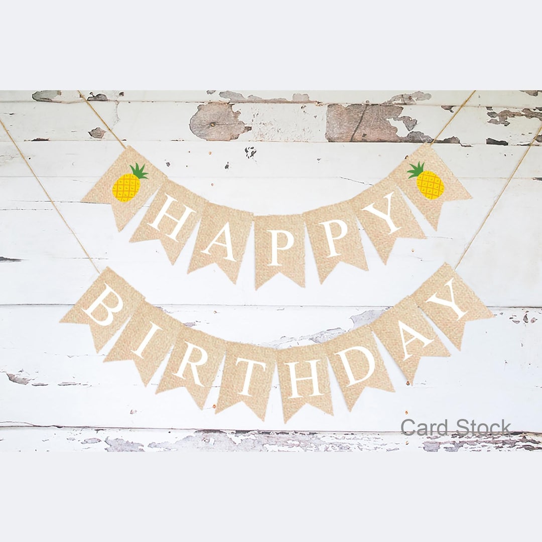Pineapple Happy Birthday Banner, Summer Party Decor, Pineapple Birthday ...