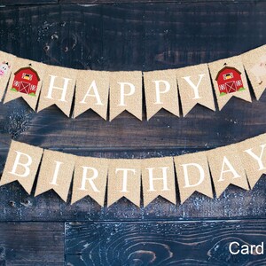 Barn Theme Happy Birthday Banner, Farm Party Banner, Farm Animal Happy ...