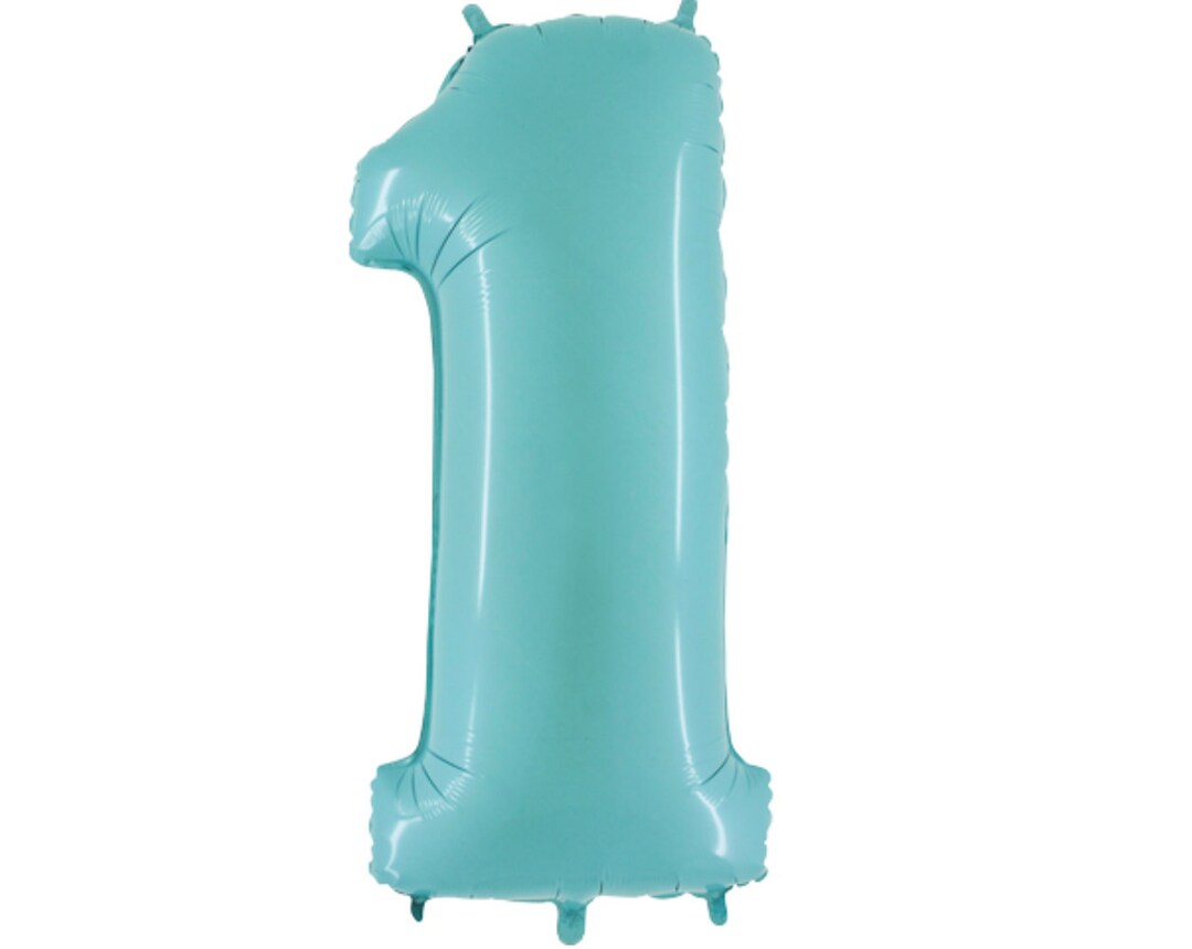 Large Pastel Blue One Balloon, 34 Inch Blue Foil Number One Balloon ...