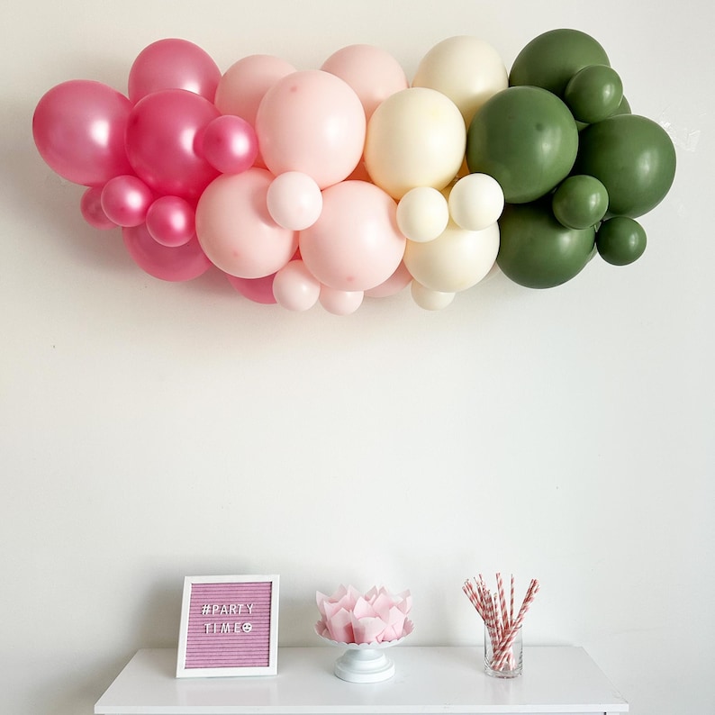 Pink and Green Balloons | Pastel Balloon Garland, Spring Party Balloons ...