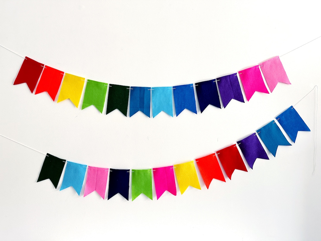 Multicolored Felt Flag Banner, Colorful Felt Party Decor, Multicolor ...