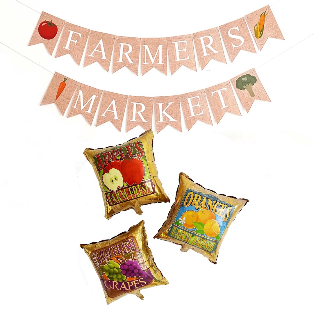 Farmers Market Party Banner, Market Stall Decorations, Vegetable Table ...