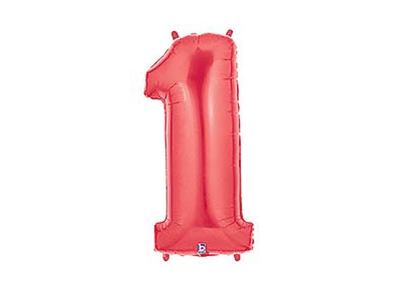 Large Red One Balloon, 40 inch Red Foil Number One Balloon, Red 1st ...